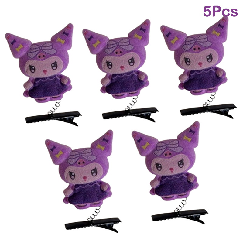 5Pcs Sanrio Hello Kitty Hair Clip 3D Kuromi Spring Hairpins Melody ...