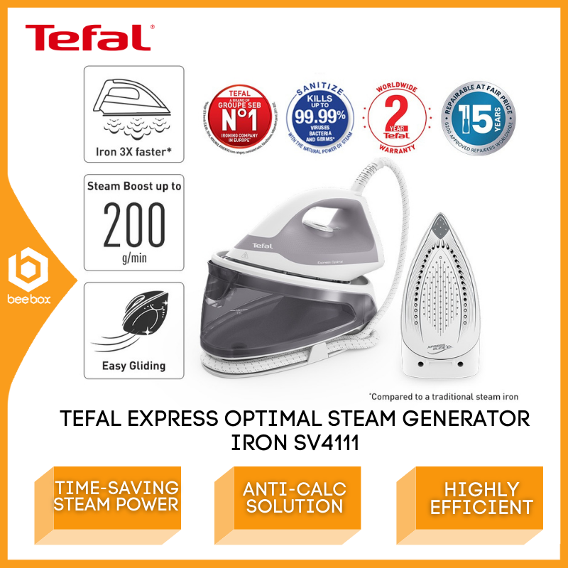 Tefal Express Optimal Steam Generator Iron Anti-Calc Solution Easy ...