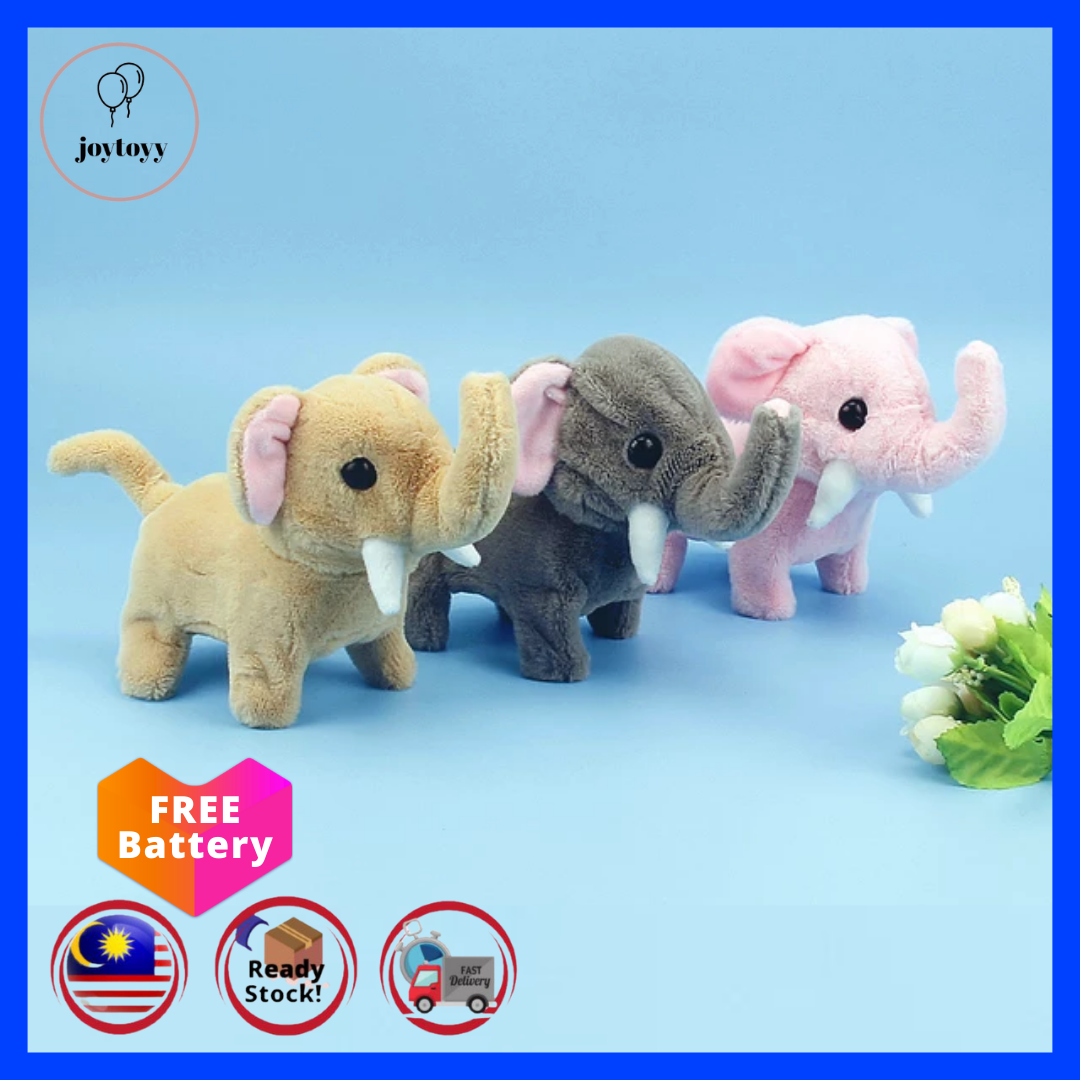 Electronic Elephant Stuffed Plush Walking Toy with battery for kids ...