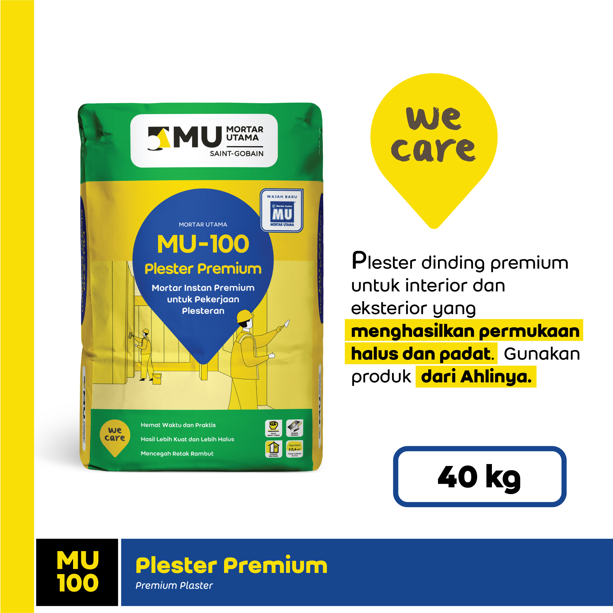 Mortar Utama MU-100 Premium Plester 40Kg | Lazada Indonesia