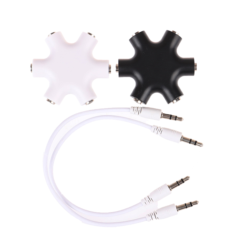 6*3.5mm Way Multi Port Hub Aux Headphone jack Splitter Audio Cable ...