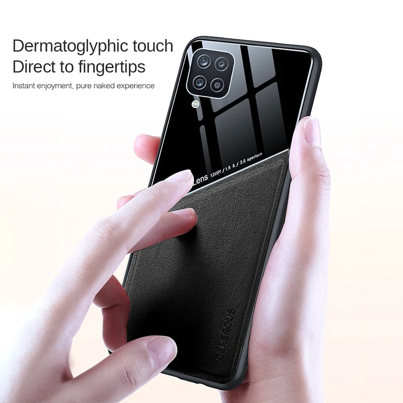 leather texure car magnetic holder phone cover for samsung galaxy a 12 32 52 a02s a12 a32 a42 ...