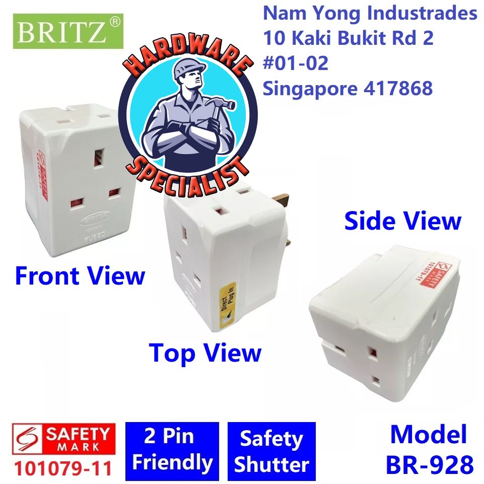 Britz 3 Way Adaptor Power Socket (2 x UBS Port) Safety Mark Passed ...