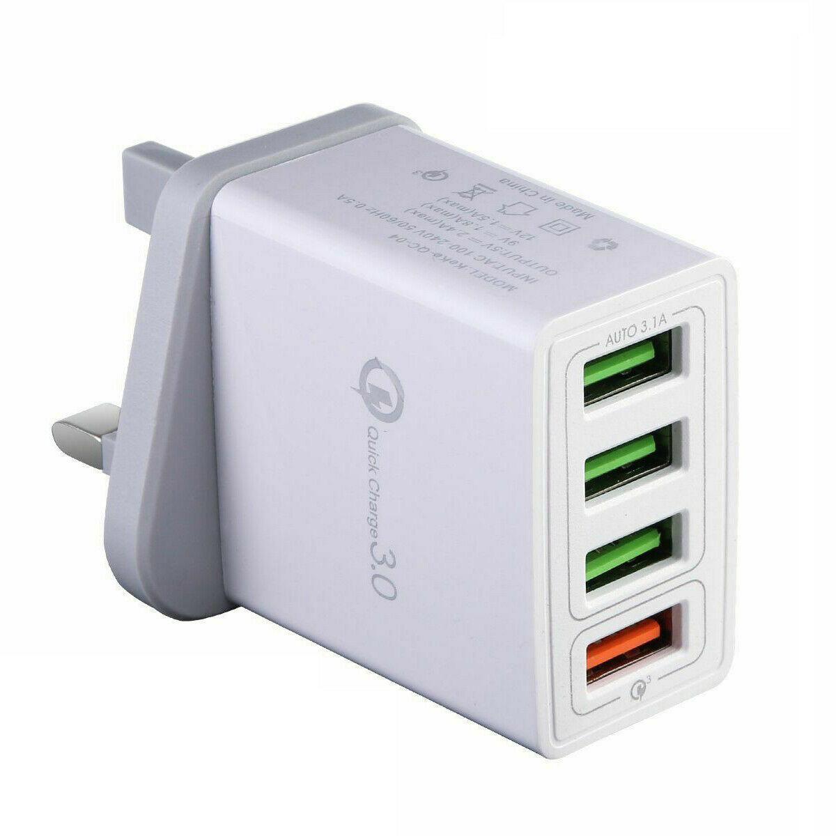 NEW 【Too much love!】4 Multi-Port Fast Quick Charge QC 3.0 USB Hub Wall ...