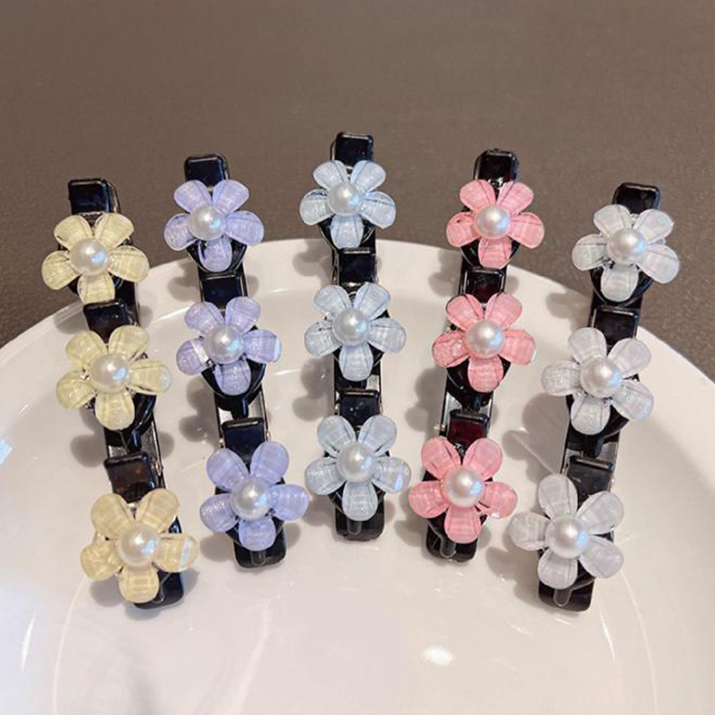 Flower Sparkling Crystal Butterfly Braided Hair Clips Four-Leaf Clover ...