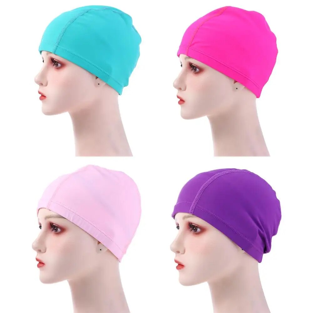 Women Swimming Cap Girl Long Hair Swimming Caps Hat Men ice silk Water ...