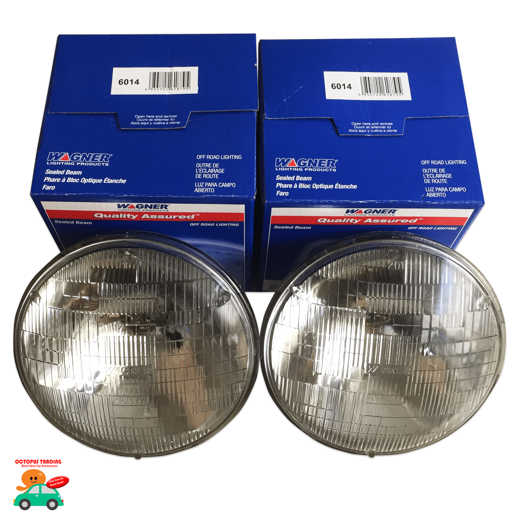 Sealed Beam Headlight Round 12v PAIR (2 pieces) 7" for old model cars ...
