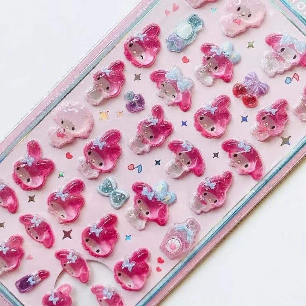 New Hello Kitty 3D Crystal Sticker Cute Cartoon Transparent Relief ...