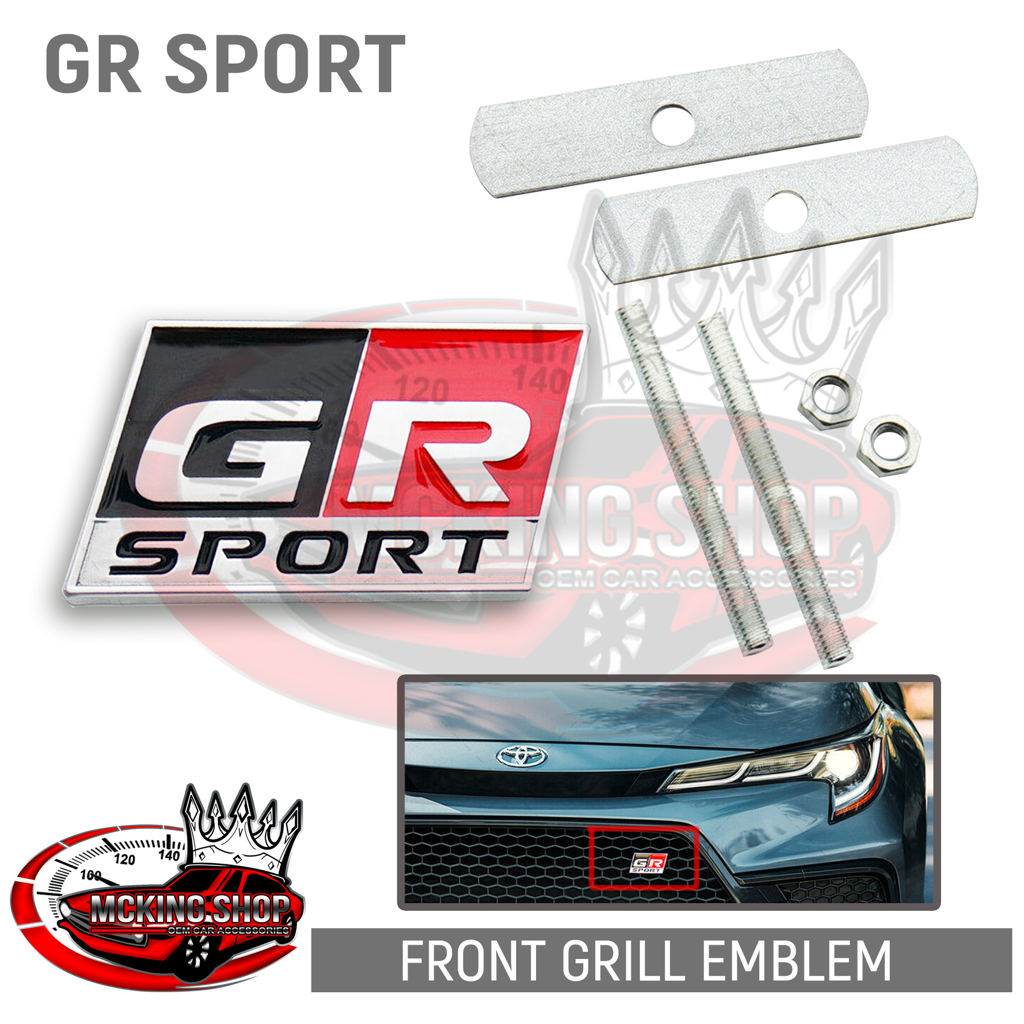 GR Sport Logo Front Grill Emblem For Toyota Corolla,Rav4,Hilux,Vios ...