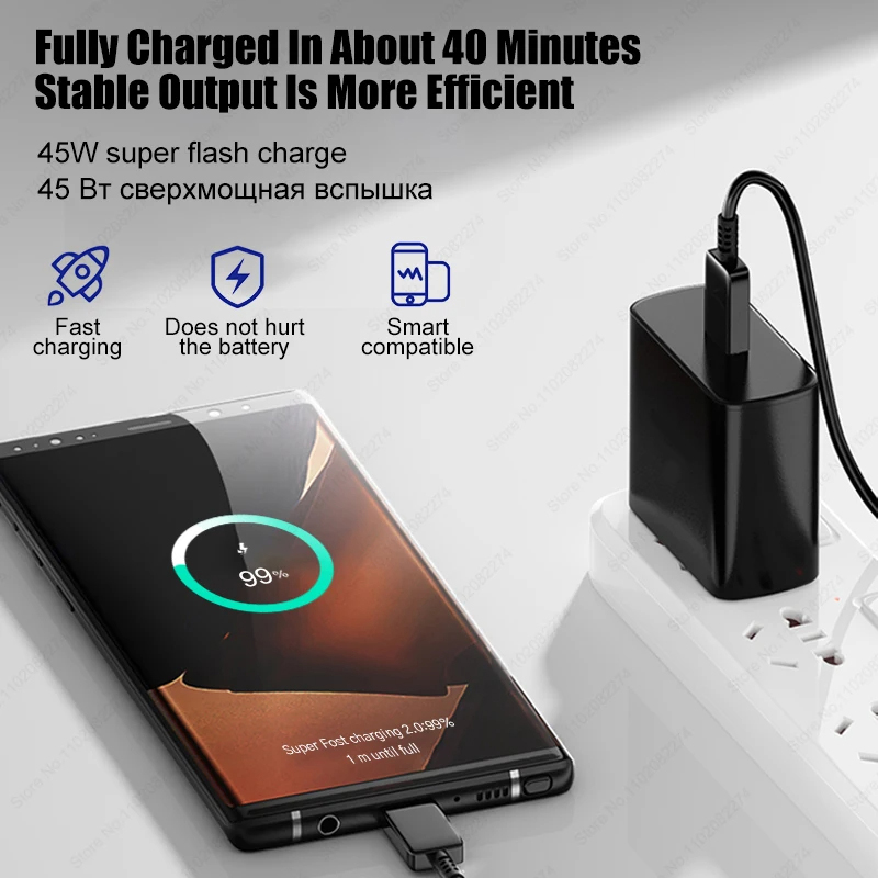 For Samsung 45W Super Fast Charger For Samsung Galaxy S24 S20 S21 S22 ...