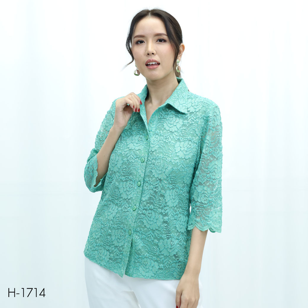 MIKIKO Shirt MI-H1714 ลูกไม้เวนิช แขนยาว IGPU22-2 | Lazada.co.th