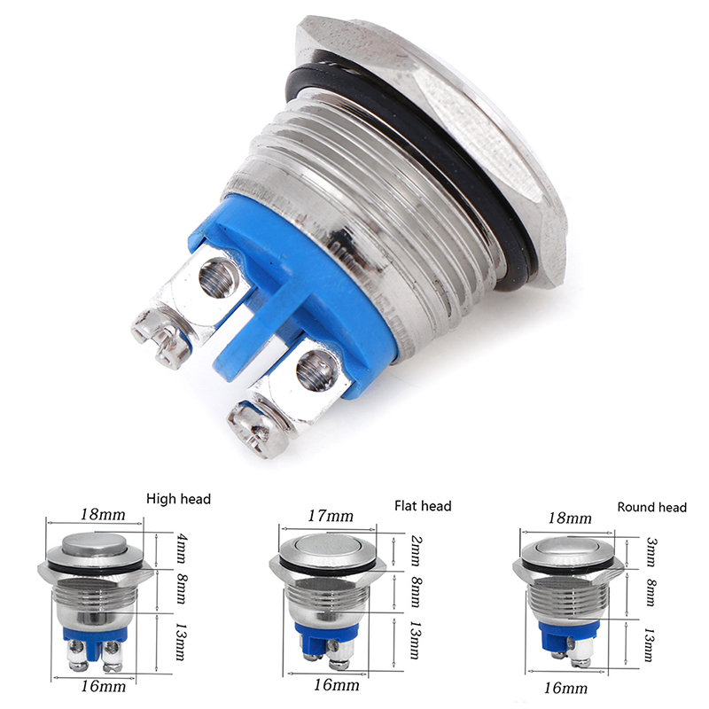 16mm Metal Push Button Switch NO Momentary Reset Self-reset Push Button ...