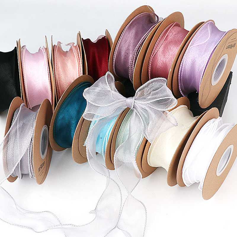 10Yards/Roll Sheer Chiffon Ribbon Organza Satin Ribbons Gift Wrapping ...