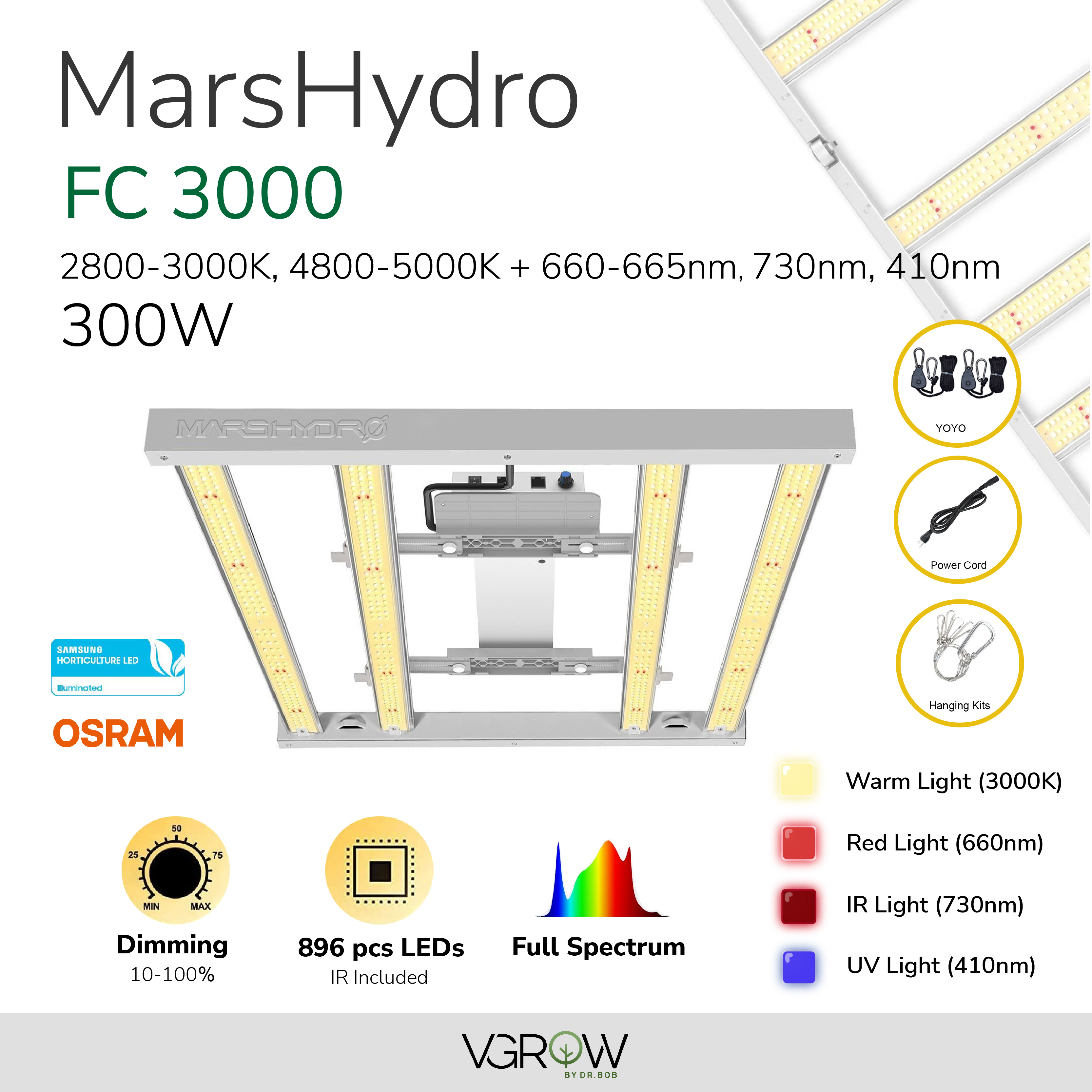 [ส่งฟรี] Marshydro FC3000 Grow Bars 300W 4 Bars IR UV ไฟปลูกต้นไม้ Grow ...