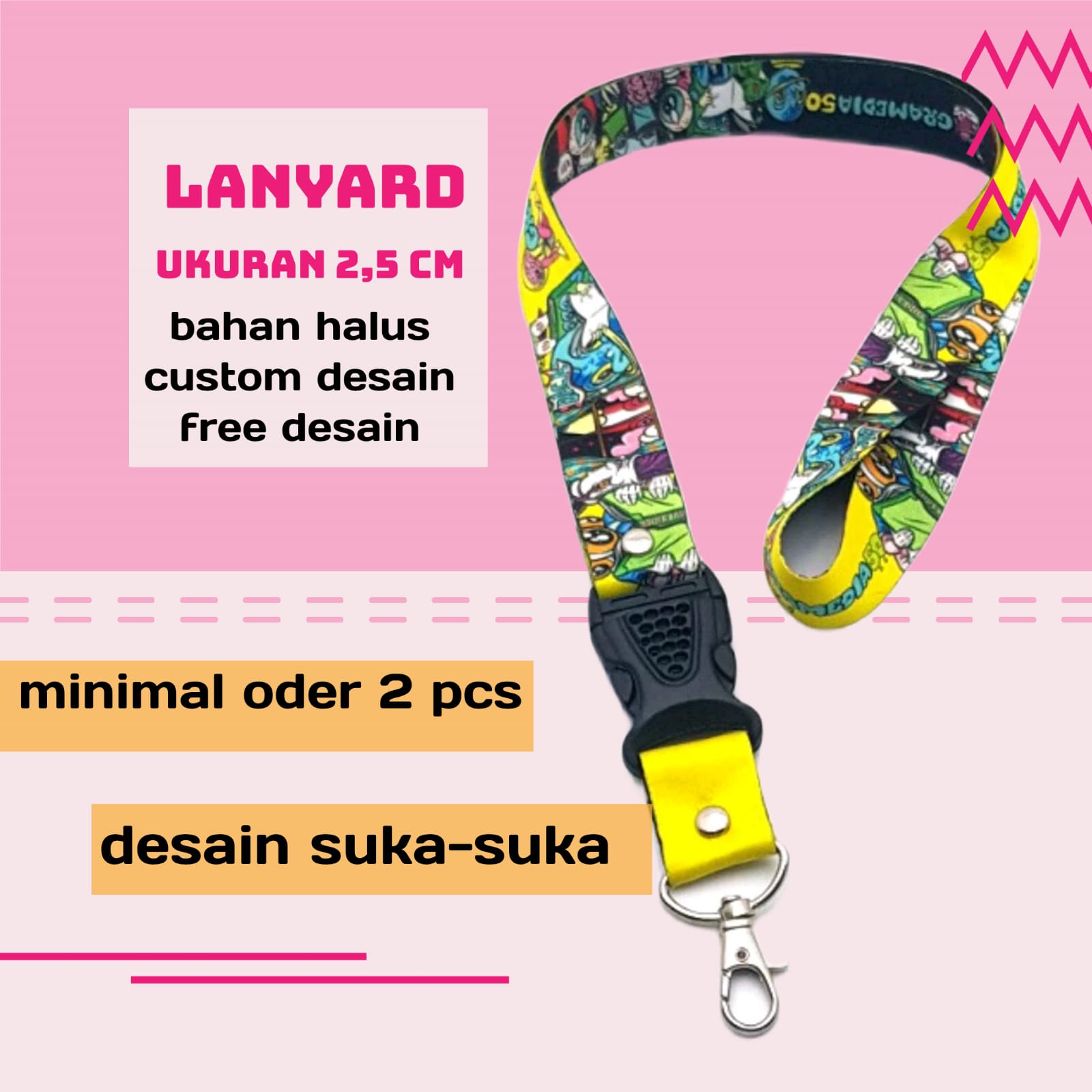 cetak tali id card desain custom ful color lanyard print sublim full ...