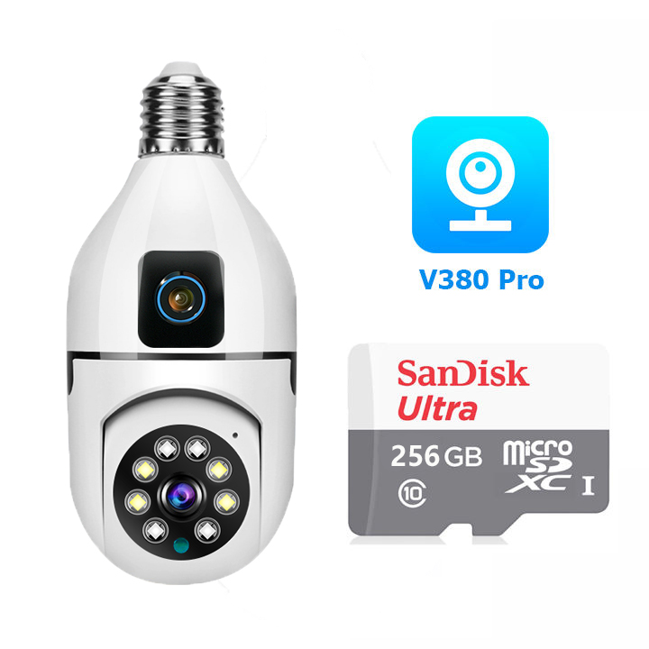 V380 PRO Cctv Camera Plus Dual lens HD 4MP alarm cctv bulb camera 360 ...