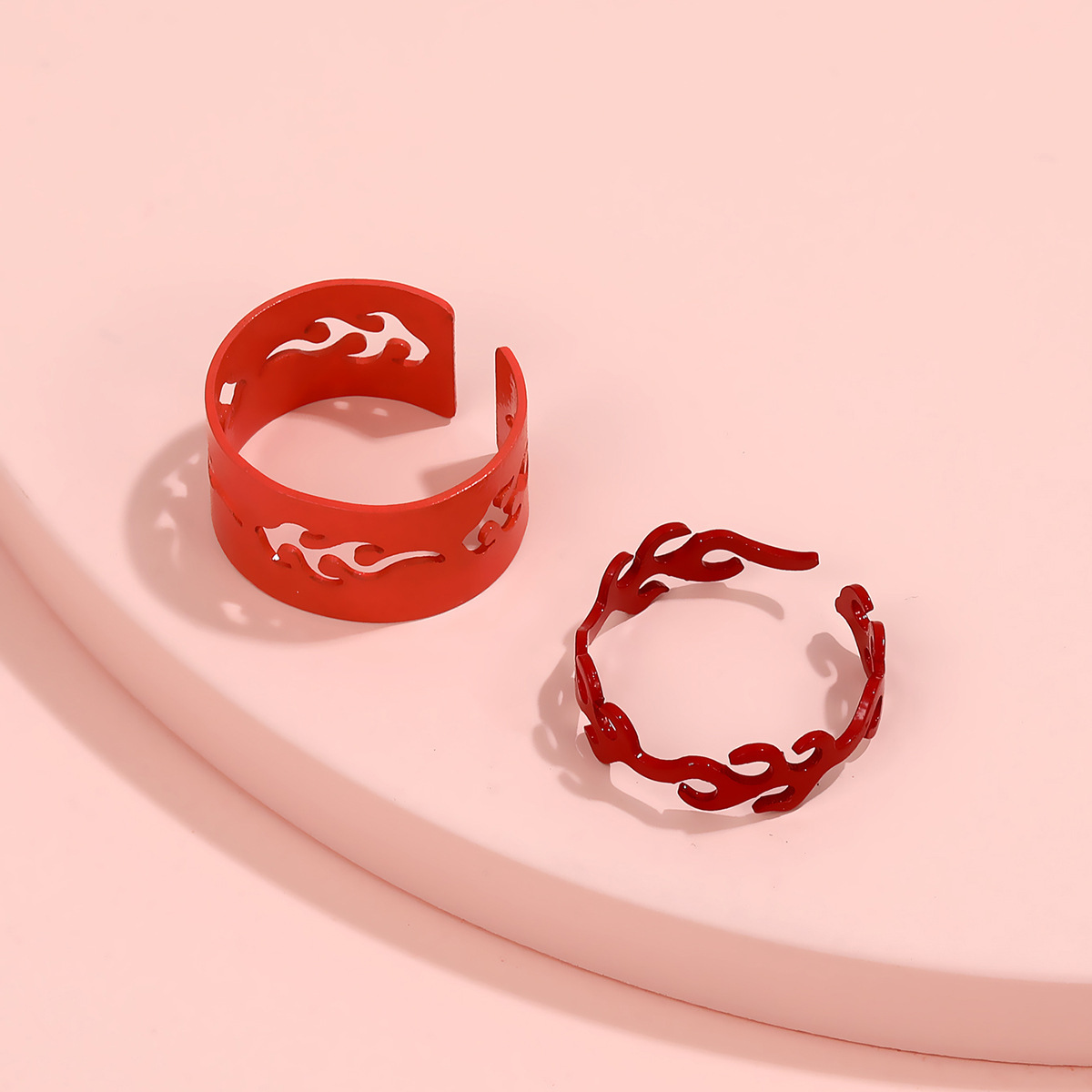 Ins Style Creative Open Geometric Ring suit Retro Alloy Flame Ring ...