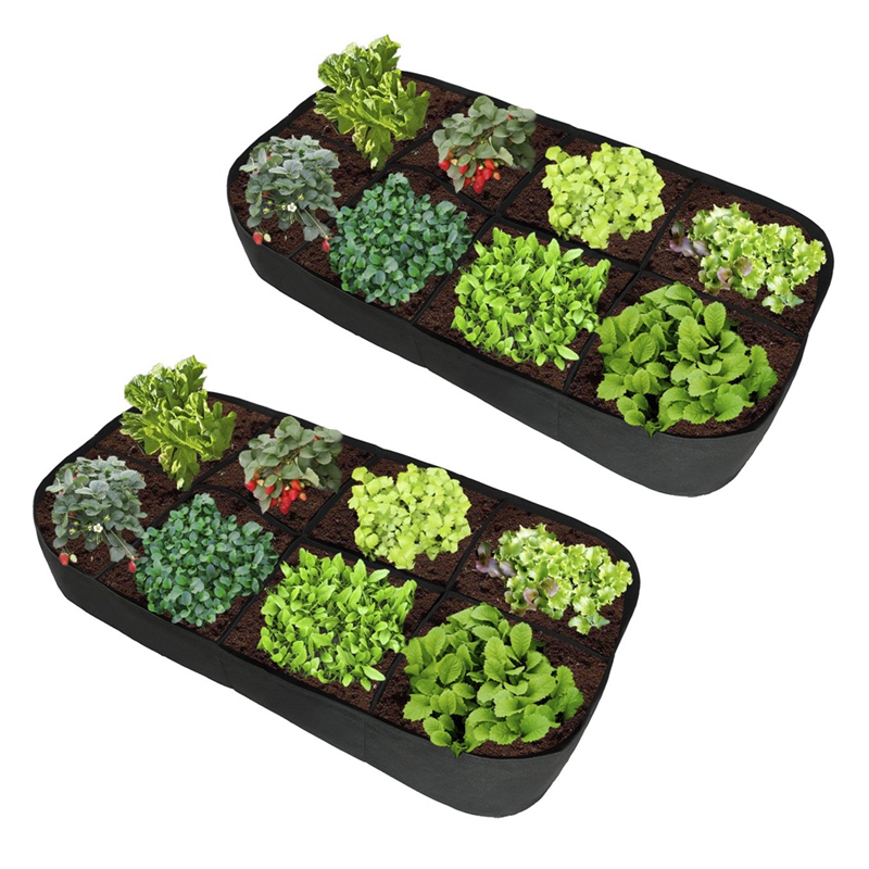 2X Fabric Garden Plant Bed, 8-Hole Rectangular Planting Container ...