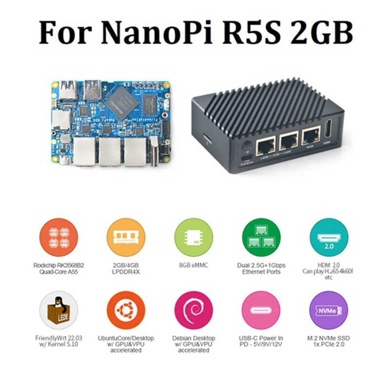For NanoPi R5S 2GB Development Board Mini Development Board Metal ...