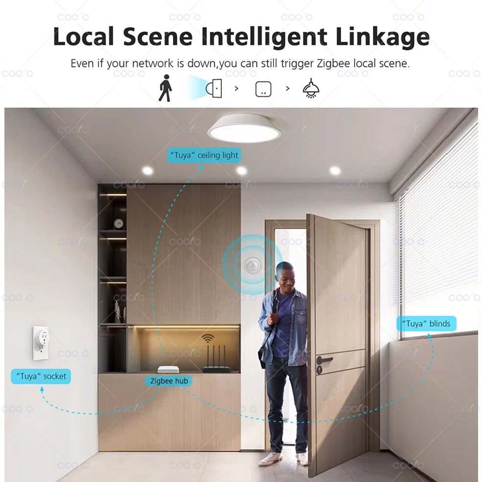 Tuya 2 in 1 Zigbee Mini Motion + Bright Lux Passive Security Burglar ...