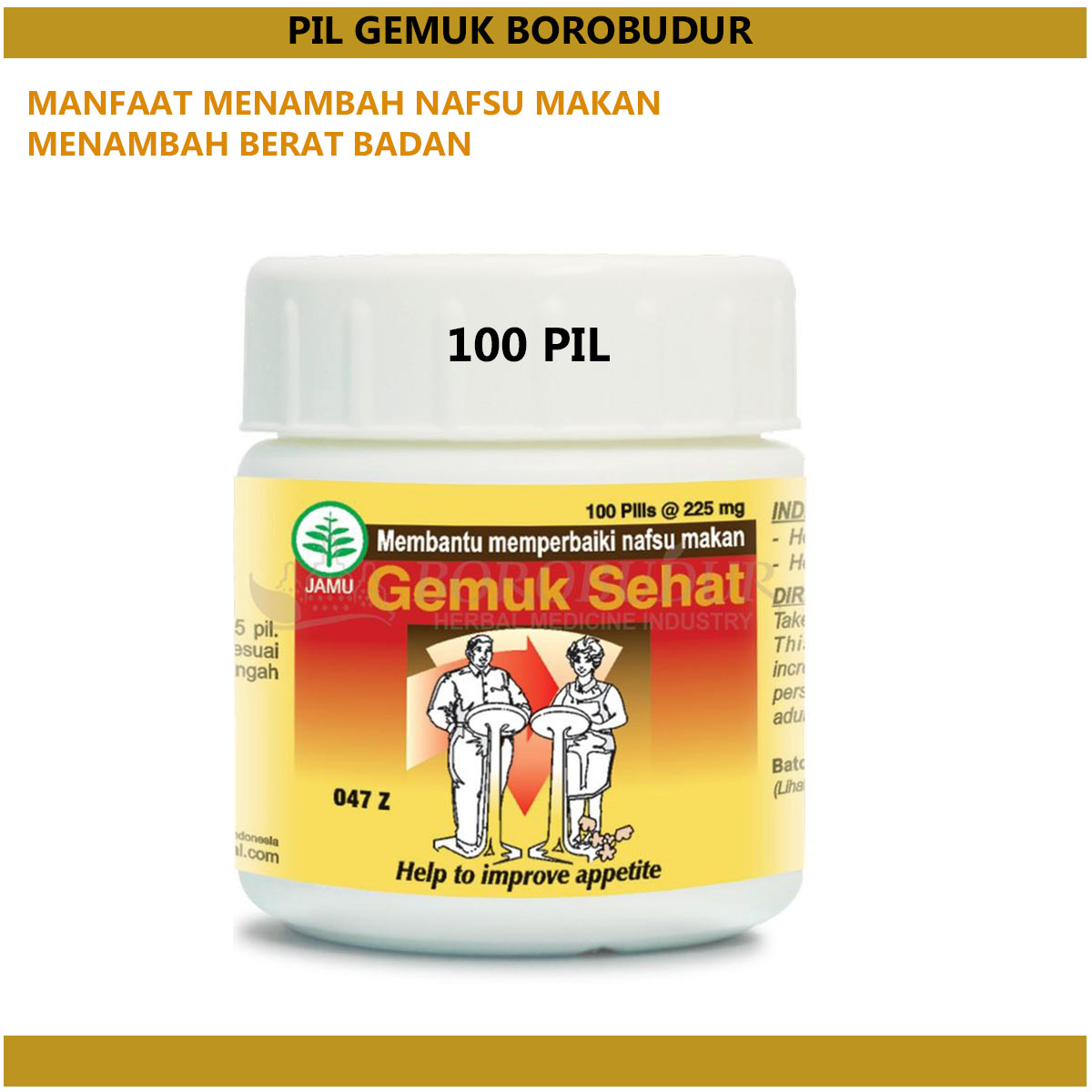Gemuk Sehat Borobudur Herbal Penambah Berat Badan - Gemuk Sehat 100 Pil ...