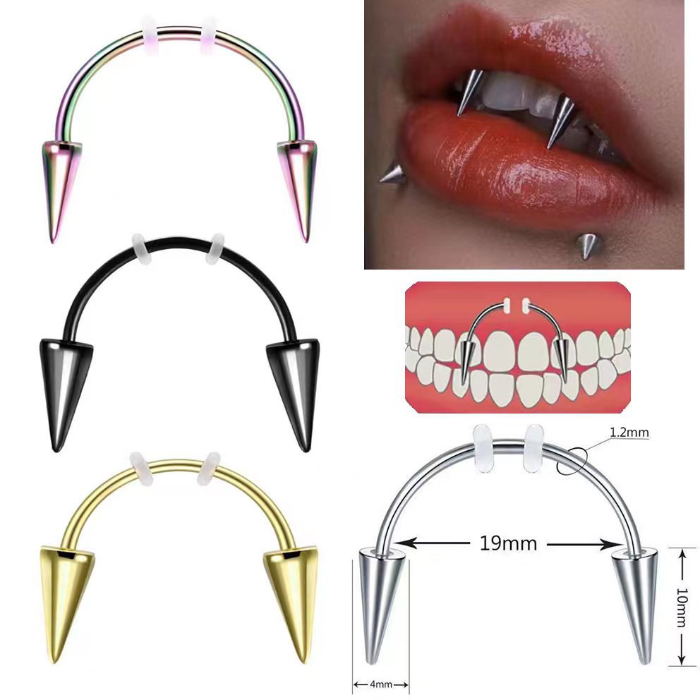 Stainless Steel Lip Nail Deguru Nail C Rod Smile Tiger Tooth Nail Demon ...