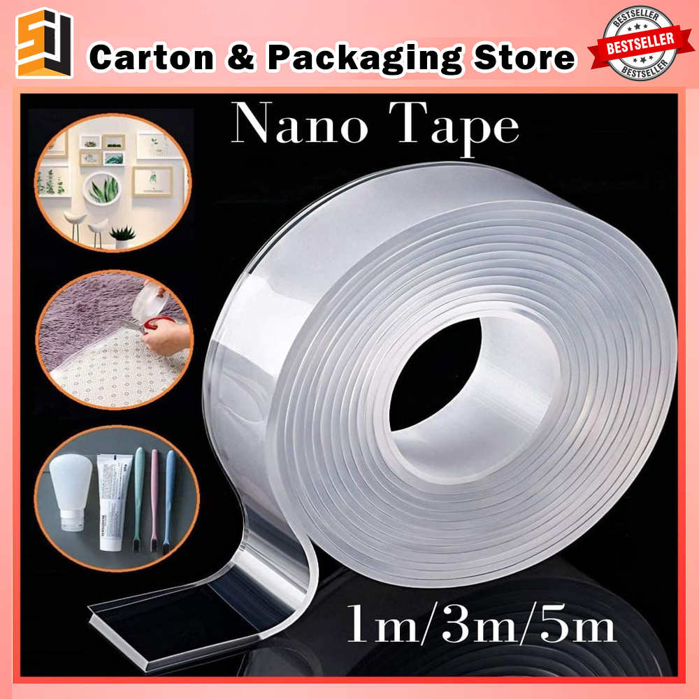Nano Tape Traceless Washable Adhesive Double Sided Reusable Clear ...