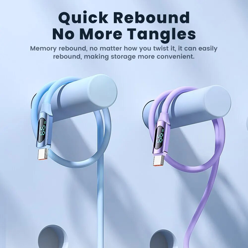 Toocki 66W USB Type C Cable 6A Digital Display Fast Charging Cable For ...