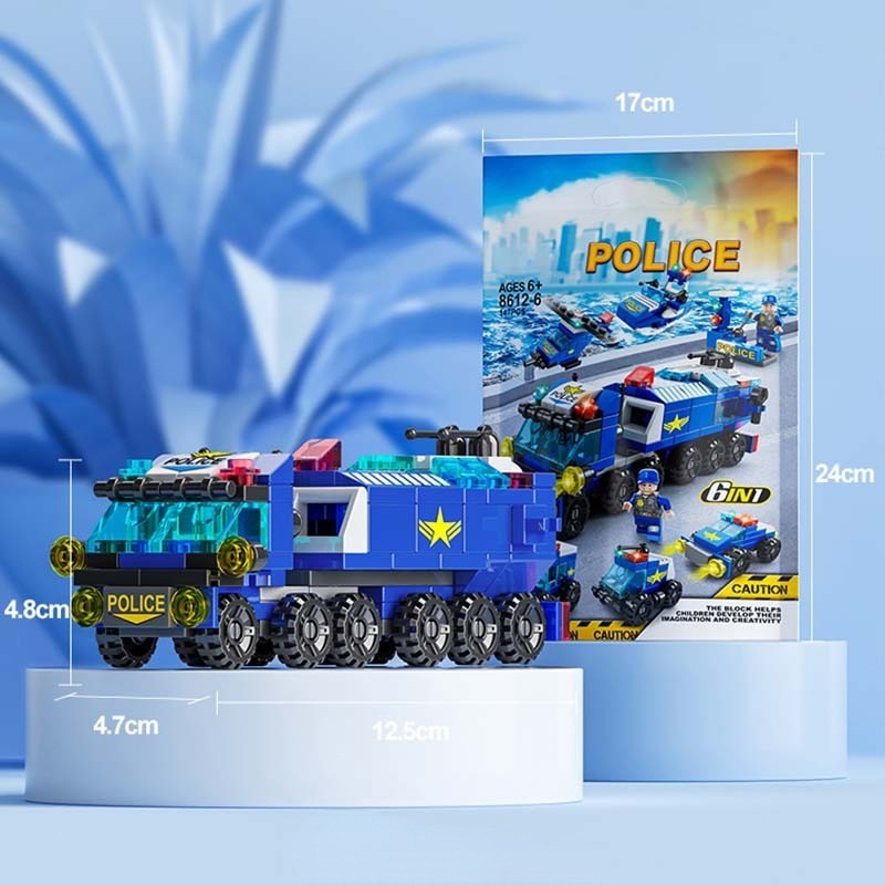 6 in 1 Building Block Car Small Particles Fire Brigade Police Military ...