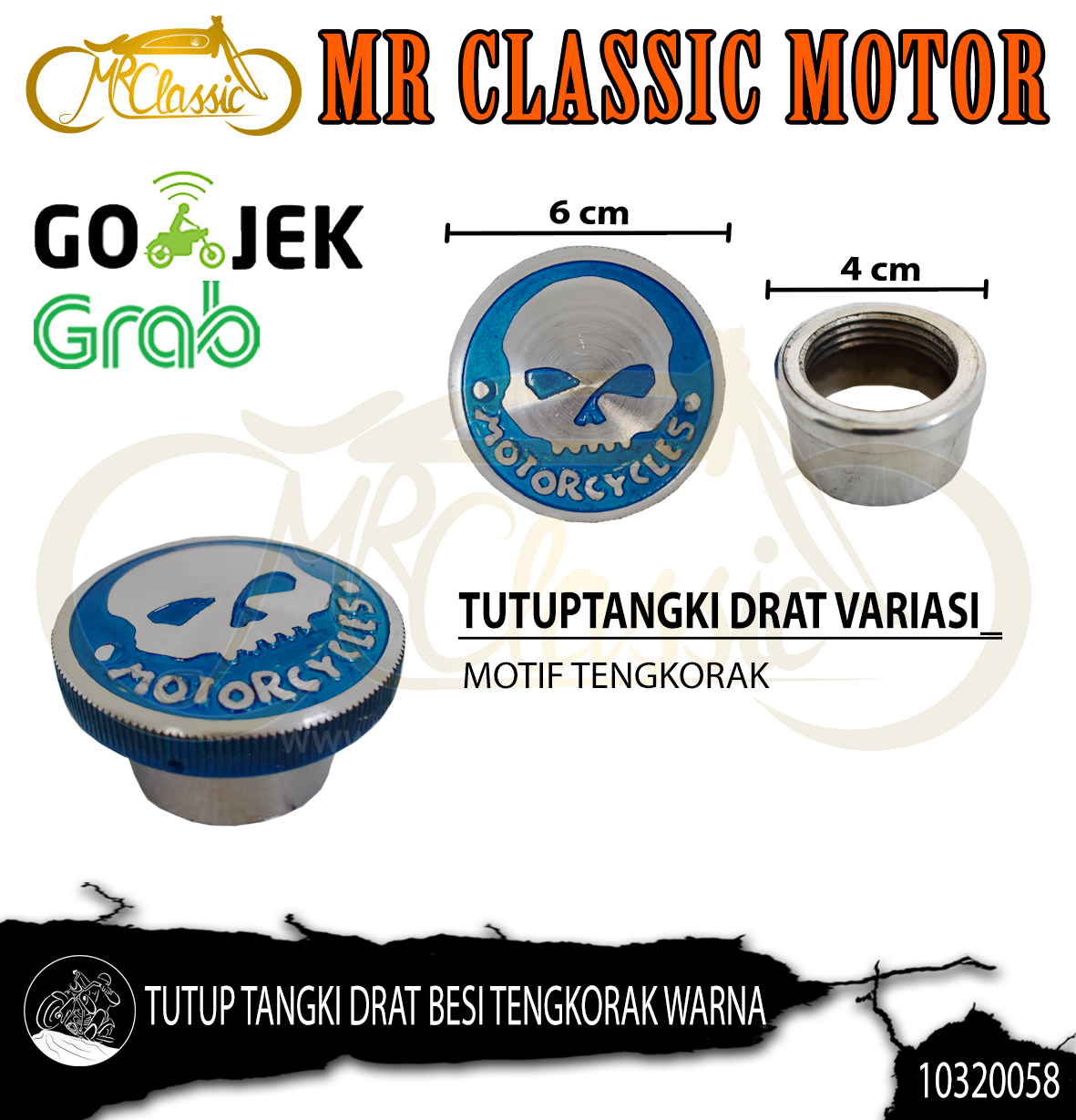 Tutup Tangki Motor Custom Variasi Drat Besi Tengkorak Abu Warna ...