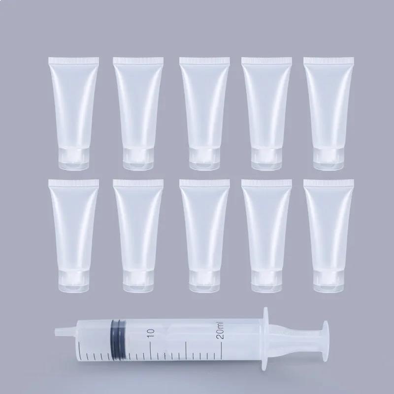 10Pcs Empty Refillable Plastic Squeeze Tubes Transparent Cosmetic ...