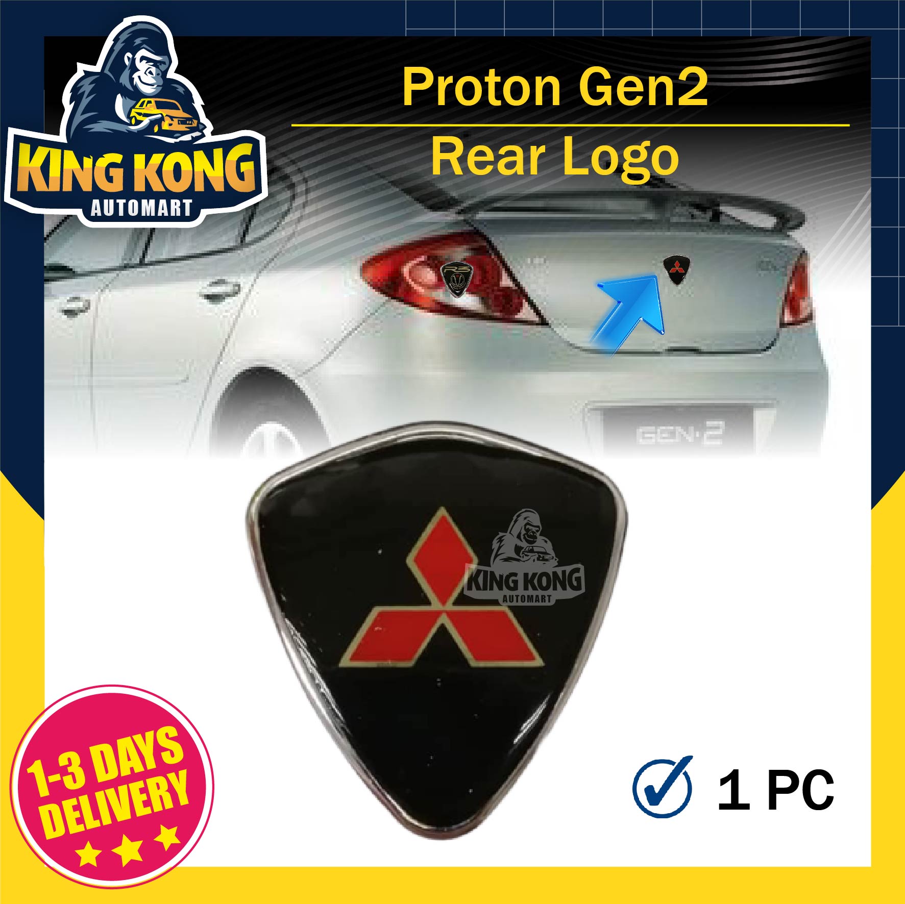 PROTON GEN 2 REAR EMBLEM LOGO MITSUBISHI Emblem Logo | Lazada