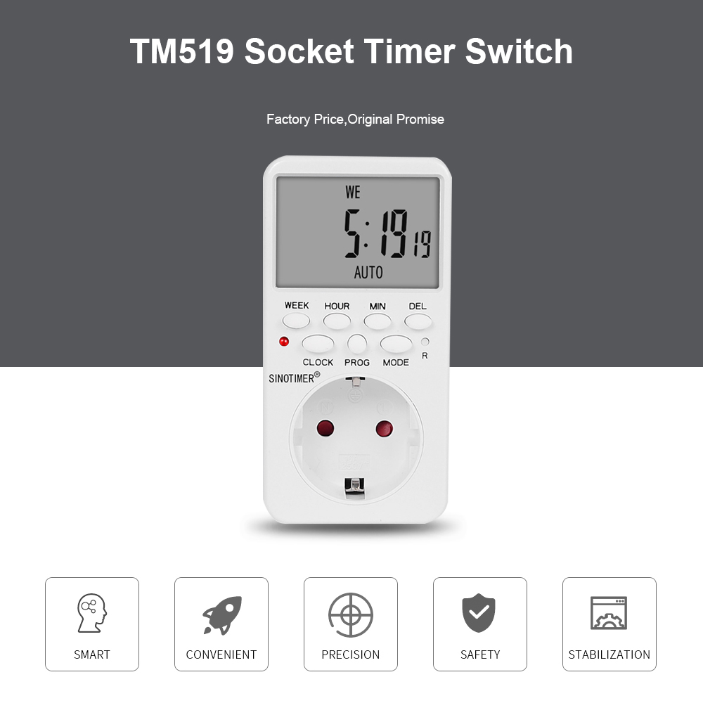 Eu Uk Br Plug Outlet Electronic Digital Timer Socket With Timer 220v Ac ...