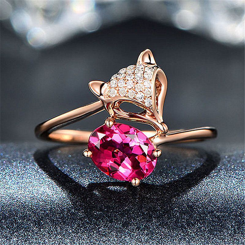 Lucking transfer ring women's silver red glazed fox ring ins does not ...