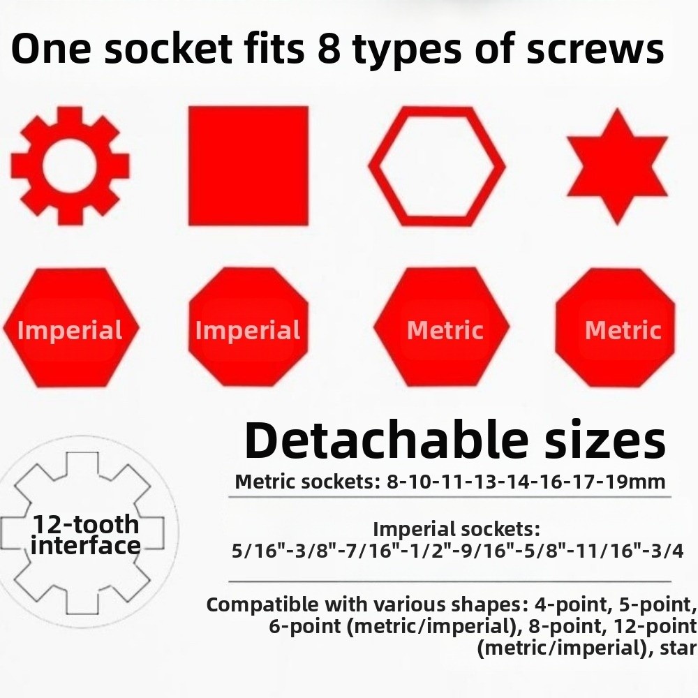 Heavy Duty 360° Rotating 52-in- Socket Wrench Hand Tools Hexagonal ...