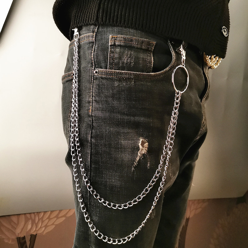 1/2/3 Layer Long Metal Belt Chain Rock Punk Hook Trousers Pant Waist ...