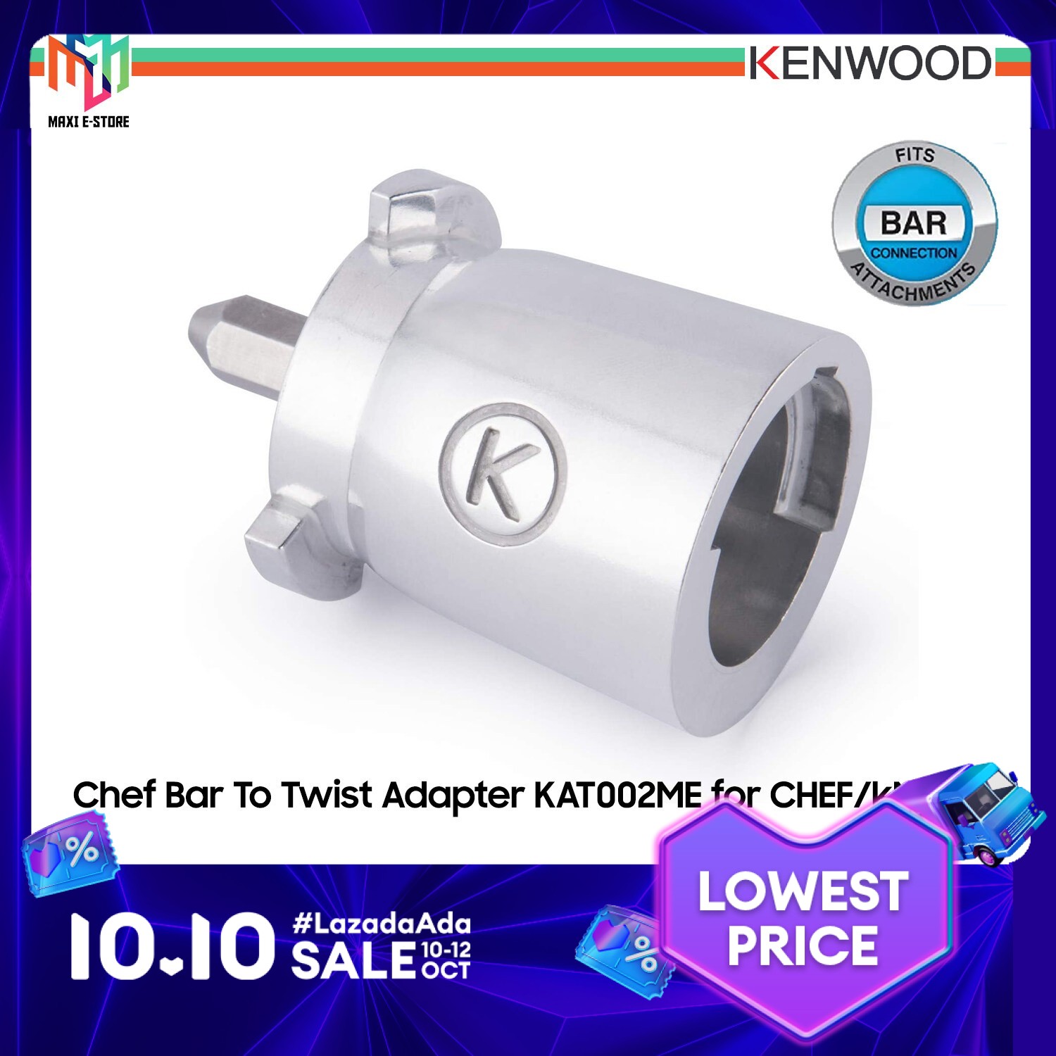 Kenwood Attachment Chef Bar To Twist Adapter KAT002ME Mixer Attachment ...