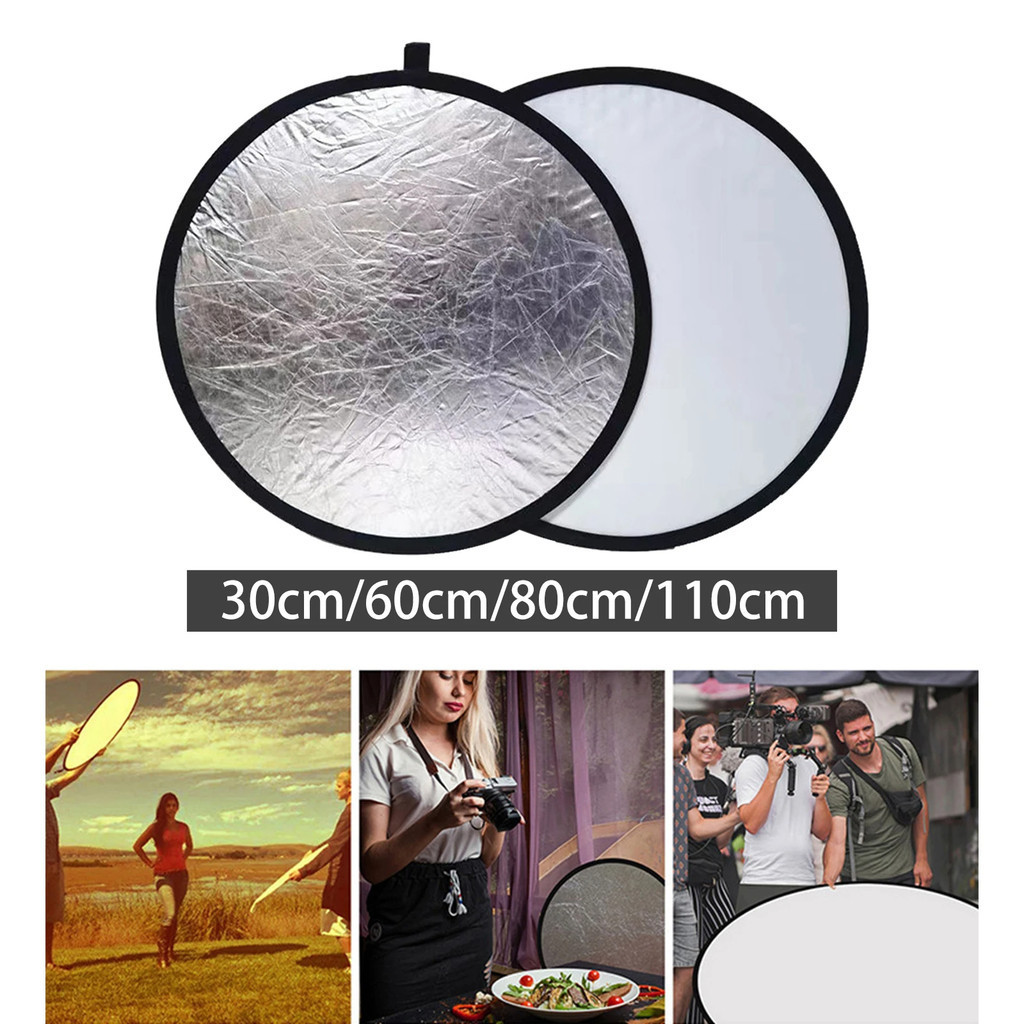 Photography 30cm60cm80cm110cm 2 in 1 Sliver White Reflector Photo ...