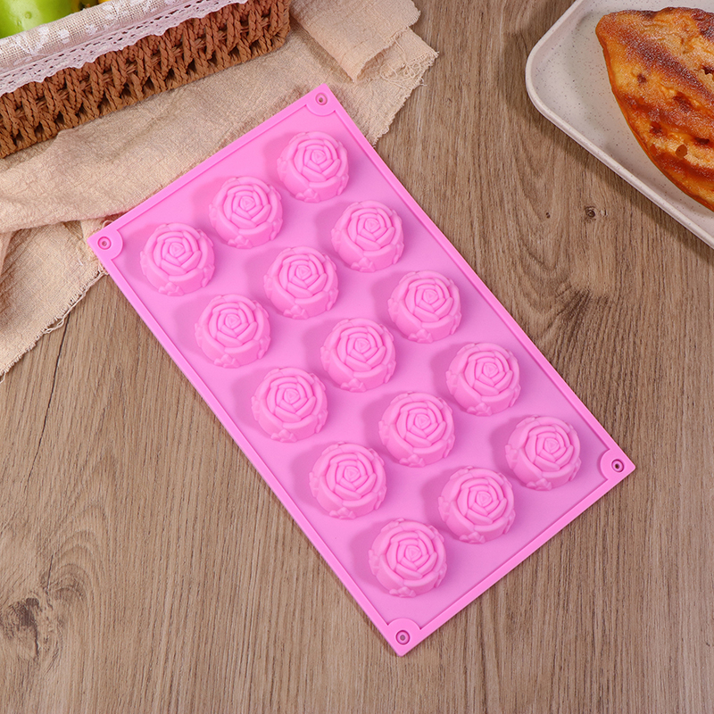 【Eco-friendly】 15 Cavity Rose Shape Mold Chocolate Candy Pudding Making ...