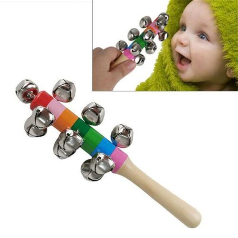 Bell Vocal Toys Rainbow Shaker Stick Toy Wooden Activity Bell Ring ...