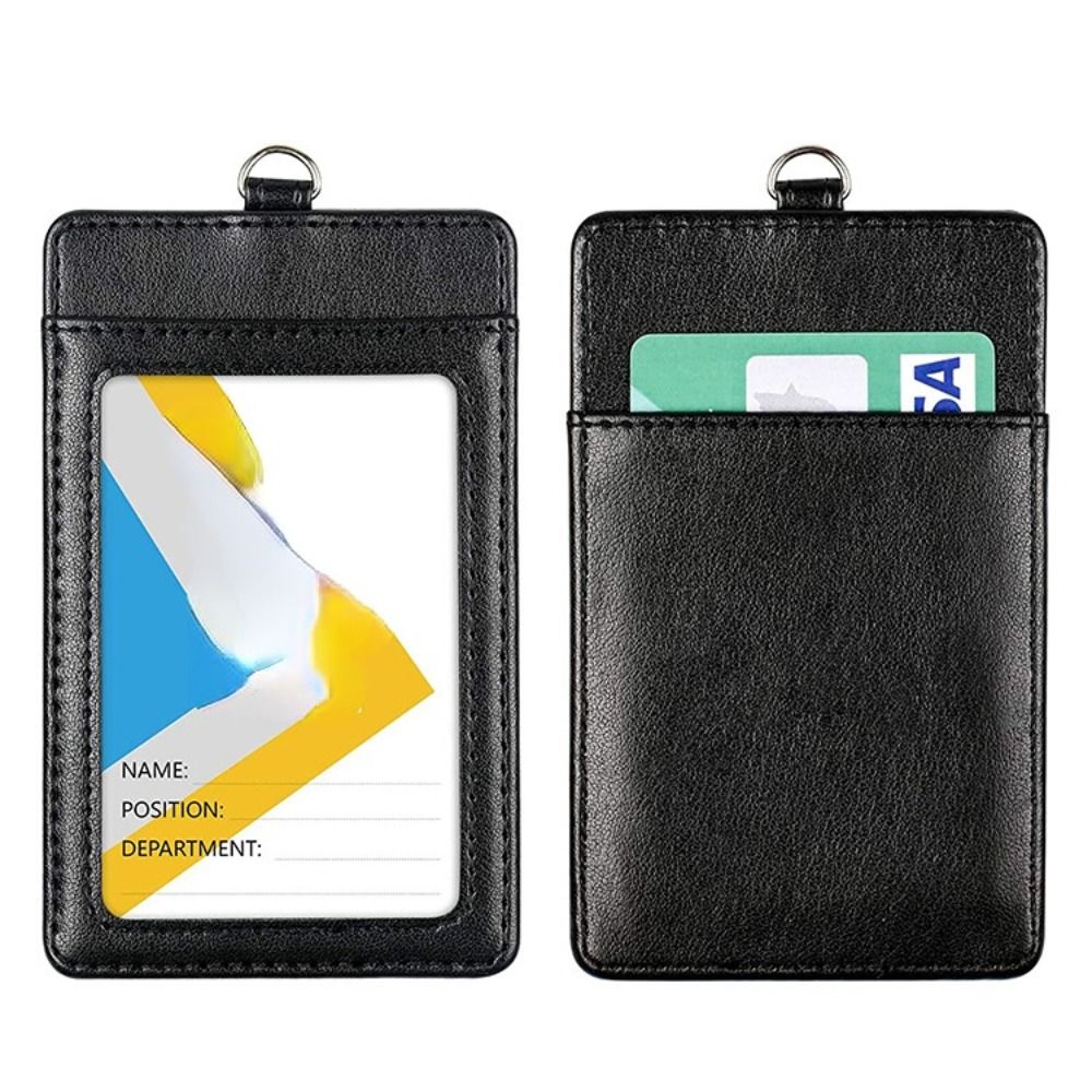Gift PU Retractable Key Chain Card Case Black Wallet Badge Holder ...