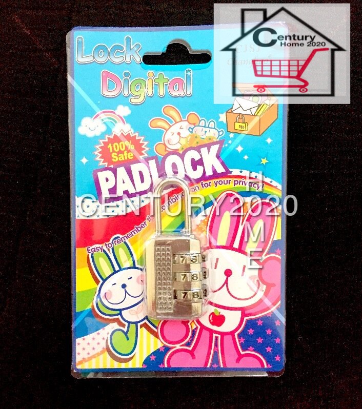 Push Button Padlock 3 Digit Push Numbers Button Combination Pad Lock ...
