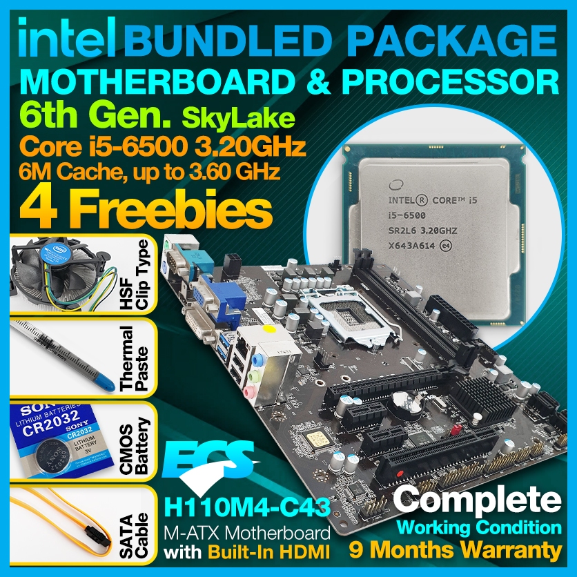 Intel Processor & Motherboard Bundle Package - 2nd, 3rd, 4th, 6th Gen. i3 and i5 with 4 Free ...
