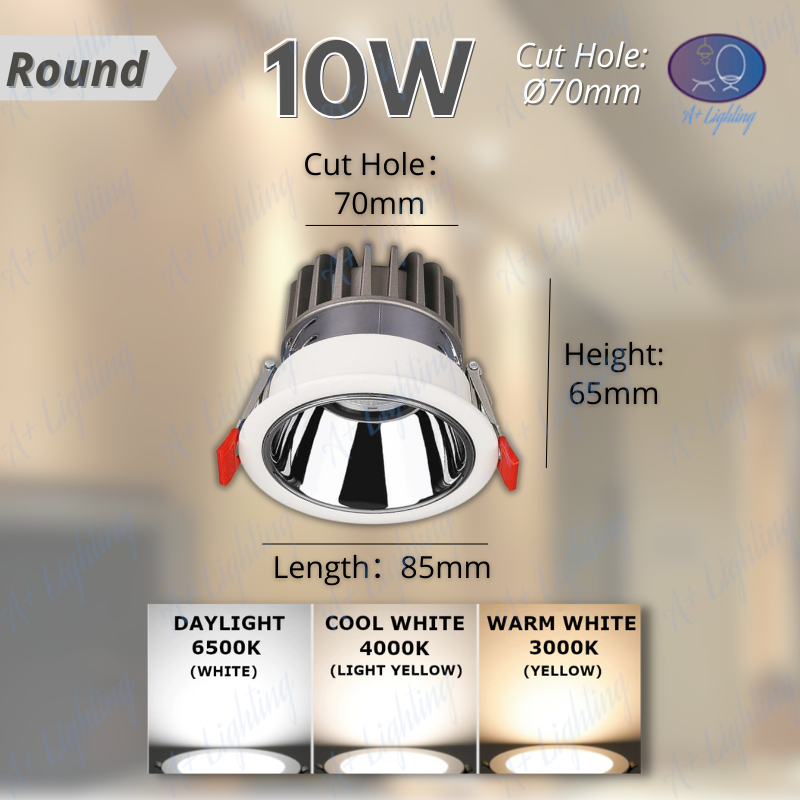 COB EYEBALL LIGHT ADJUSTABLE 15° 10W RECESSED SPOTLIGHT DOWNLIGHT Anti ...