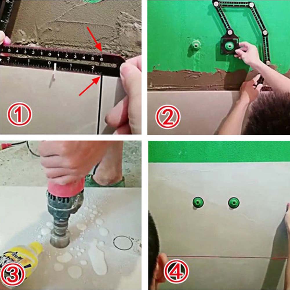 4 Folding Rulers Adjustable Multi Angle Aluminium Alloy Measuring Ruler ...