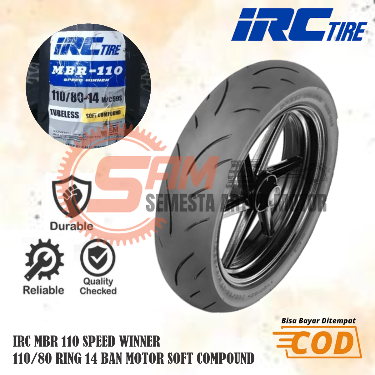 Ban Luar IRC Tire MBR 110 Speed Winner 110/80 Ring 14 Soft Compound ...