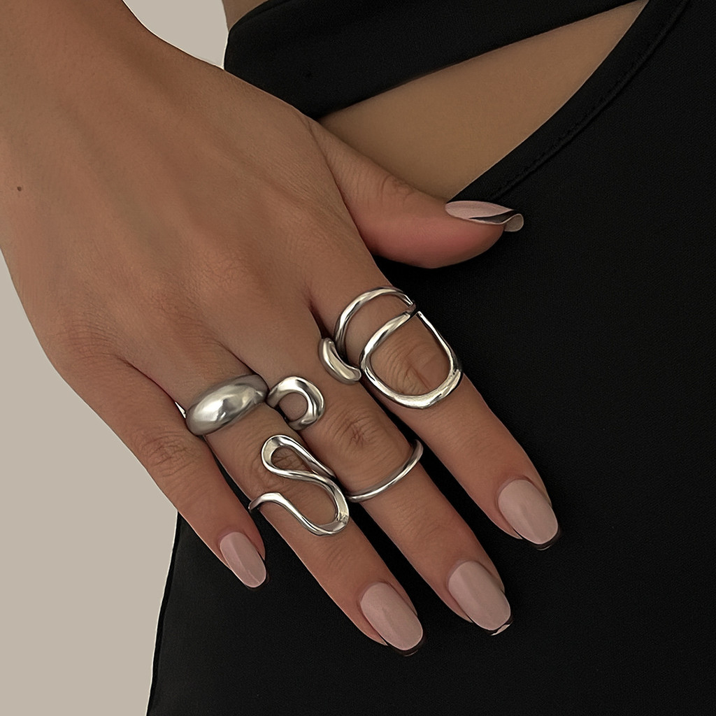 Enacolor 10Pcs/Set Exaggeration Retro Metal Lava Lines Geometry ...
