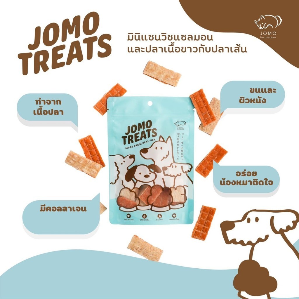 JOMO Treats ขนมสุนัข ทำจากเนื้อปลา สุนัขแพ้ไก่ทานได้ ขนาด 80 กรัม ...