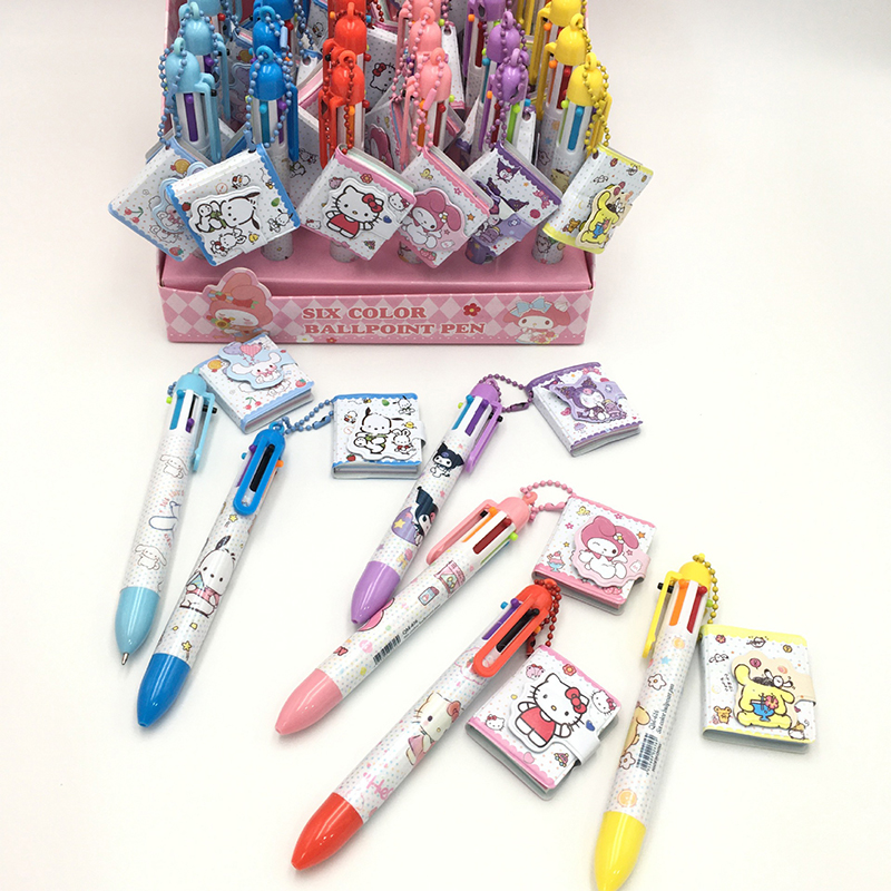 Cartoon Sanrio Ballpoint Pen 6-color Marker Kuromi Melody Cinnamoroll ...
