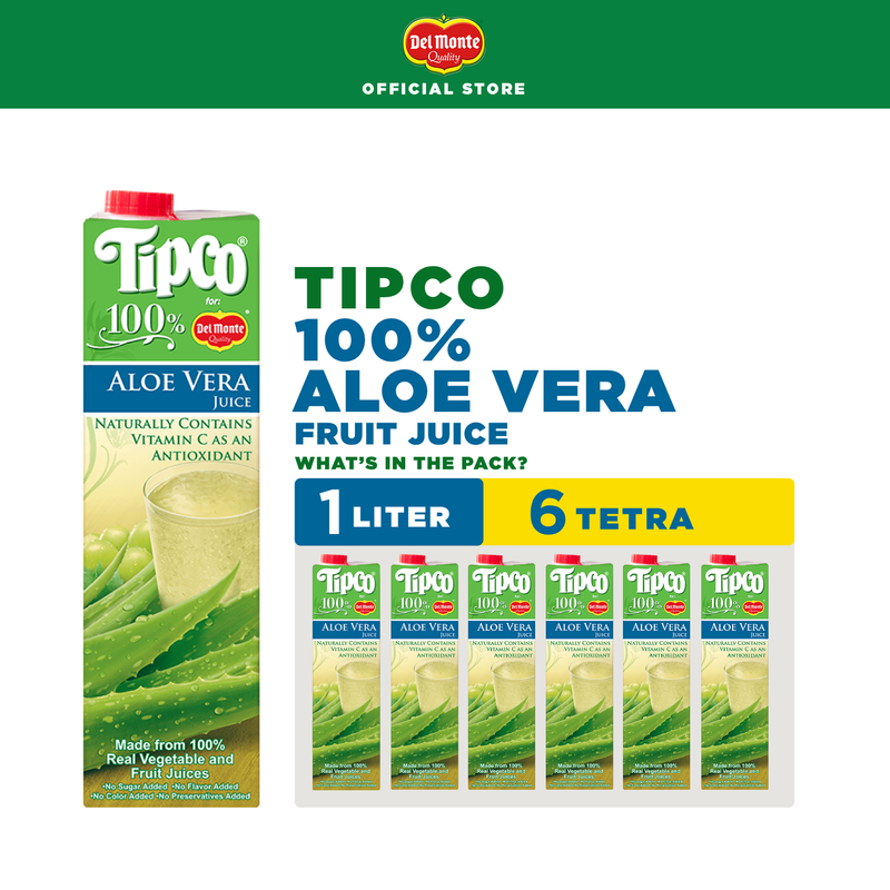 TIPCO 100% Aloe Vera Fruit Juice with Vitamin C & Calcium - 1L Tetra x6 | Lazada PH